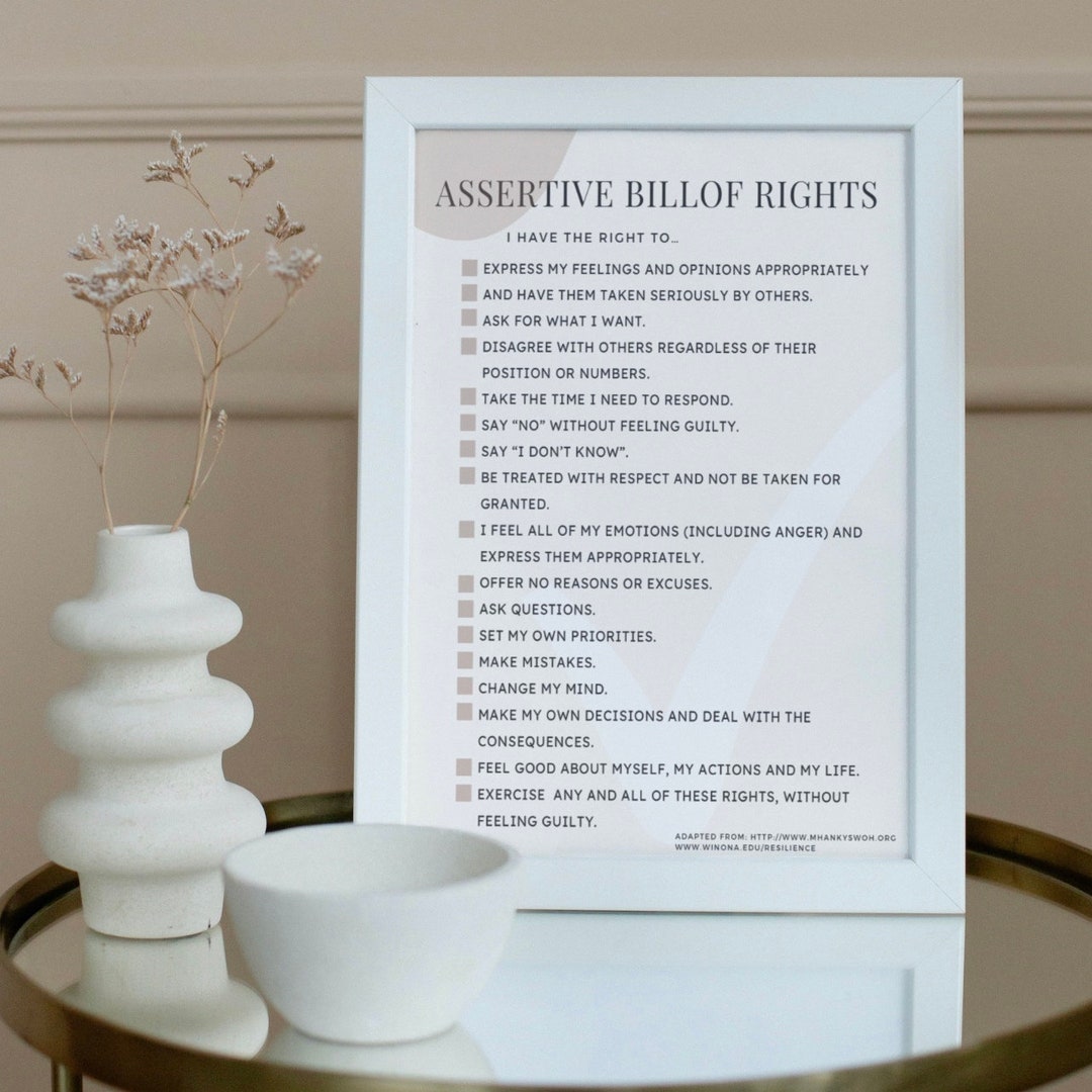 Assertive Bill of Rights Print: Therapist Office Decor (digital ...