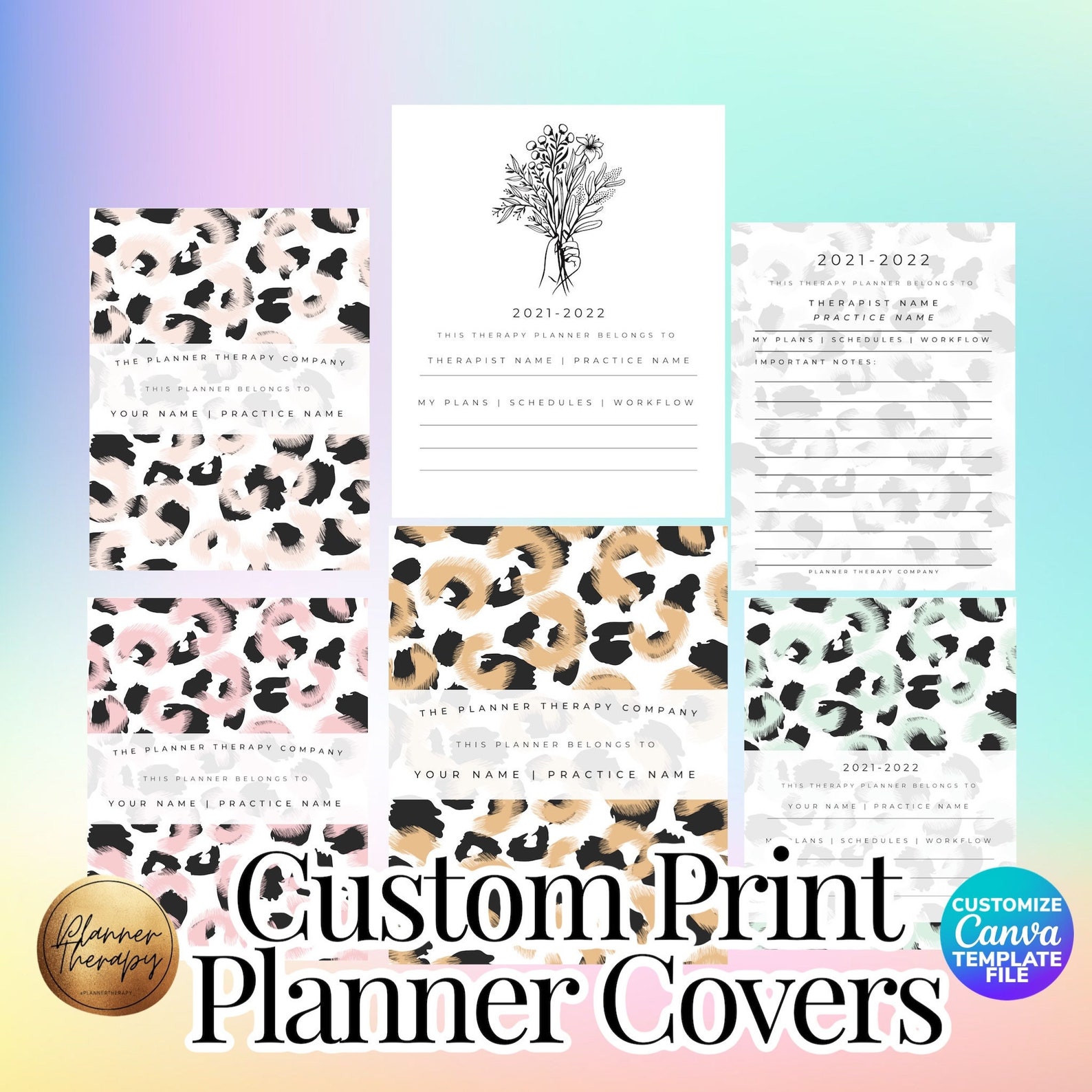 Customizable Planner Cover Canva Template 5+ Styles, Digital Planning ...