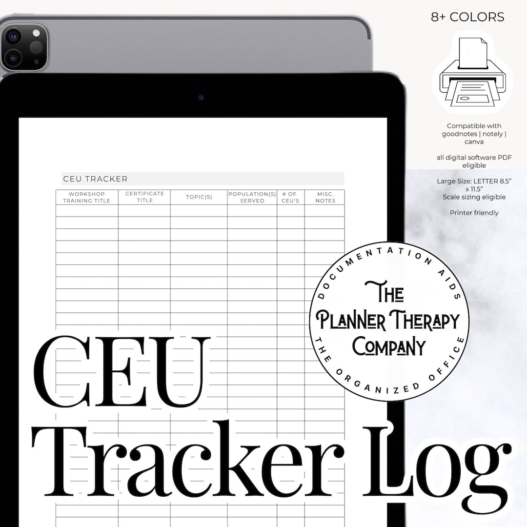 CEU Tracker Log: Therapy Worksheet Planner (digital PDF) - Etsy