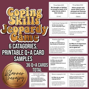 Coping Skills Jeopardy Game: Mental Health Therapy (printable Download ...