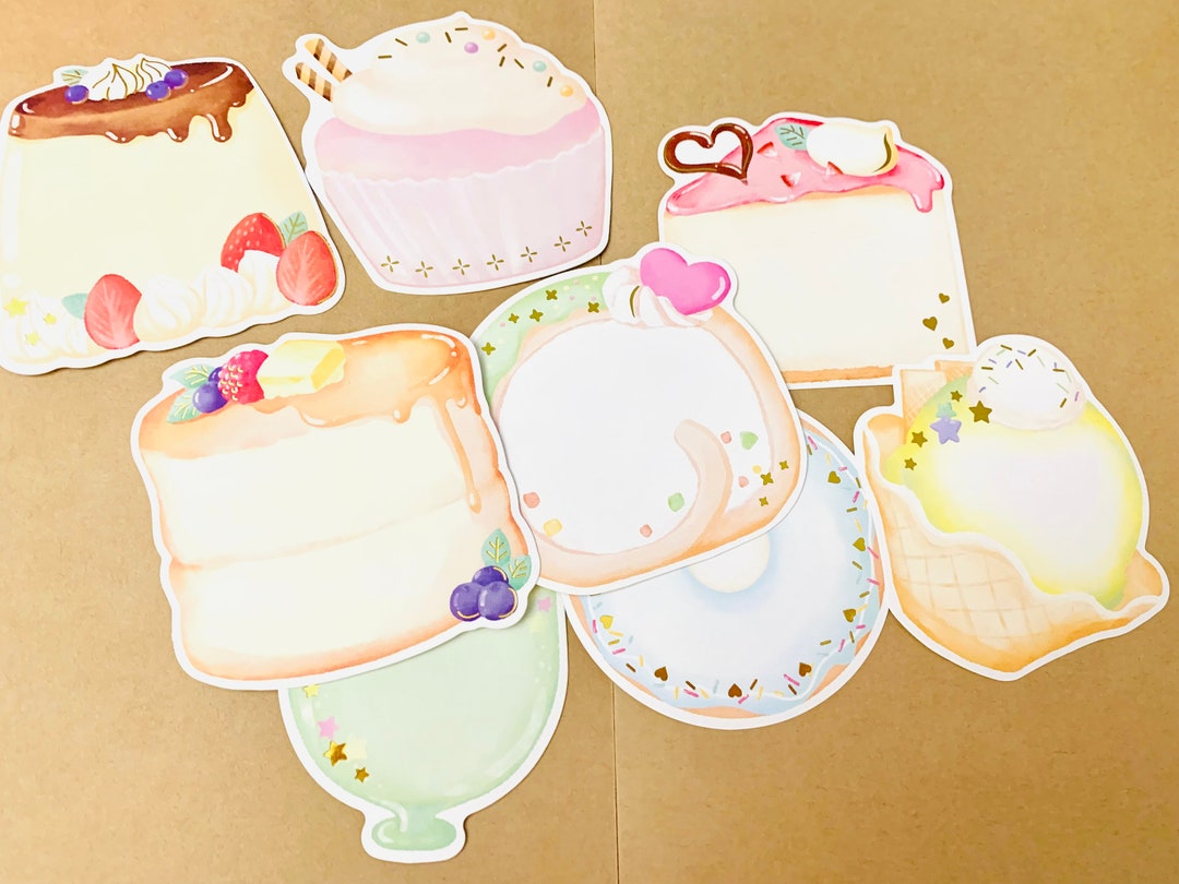 Kawaii Dessert Message Cards, Cute Pastel Cafe Stationery, Set of 8 ...