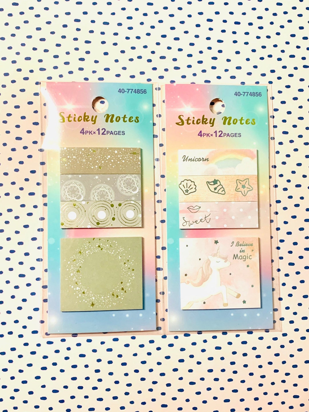 Celestial Sticky Notes, Pastel Unicorn Sticky Notes, Journal Sticky ...