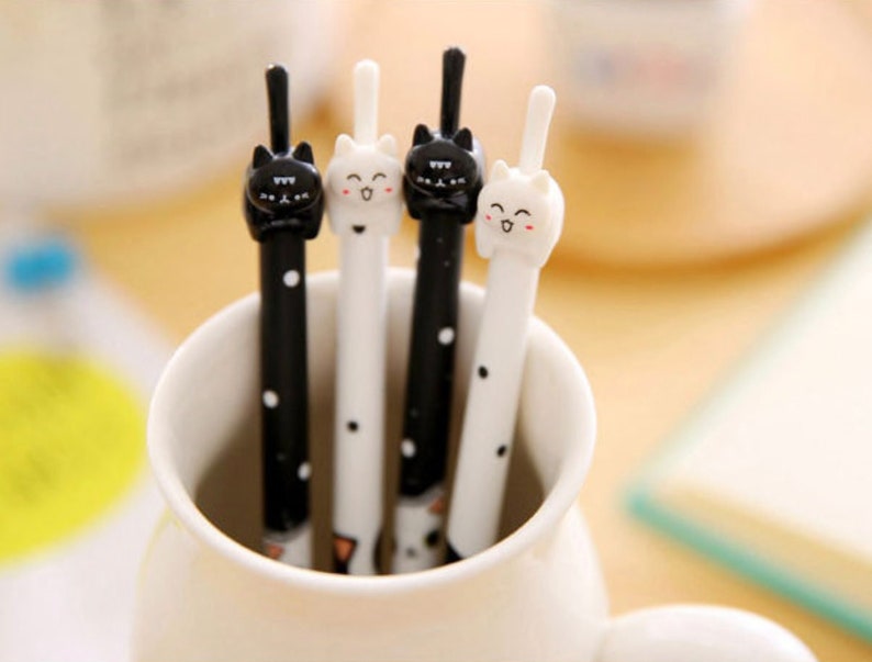Cat Fine Point Pen Kawaii School Pens Cat Stationery Cat | Etsy