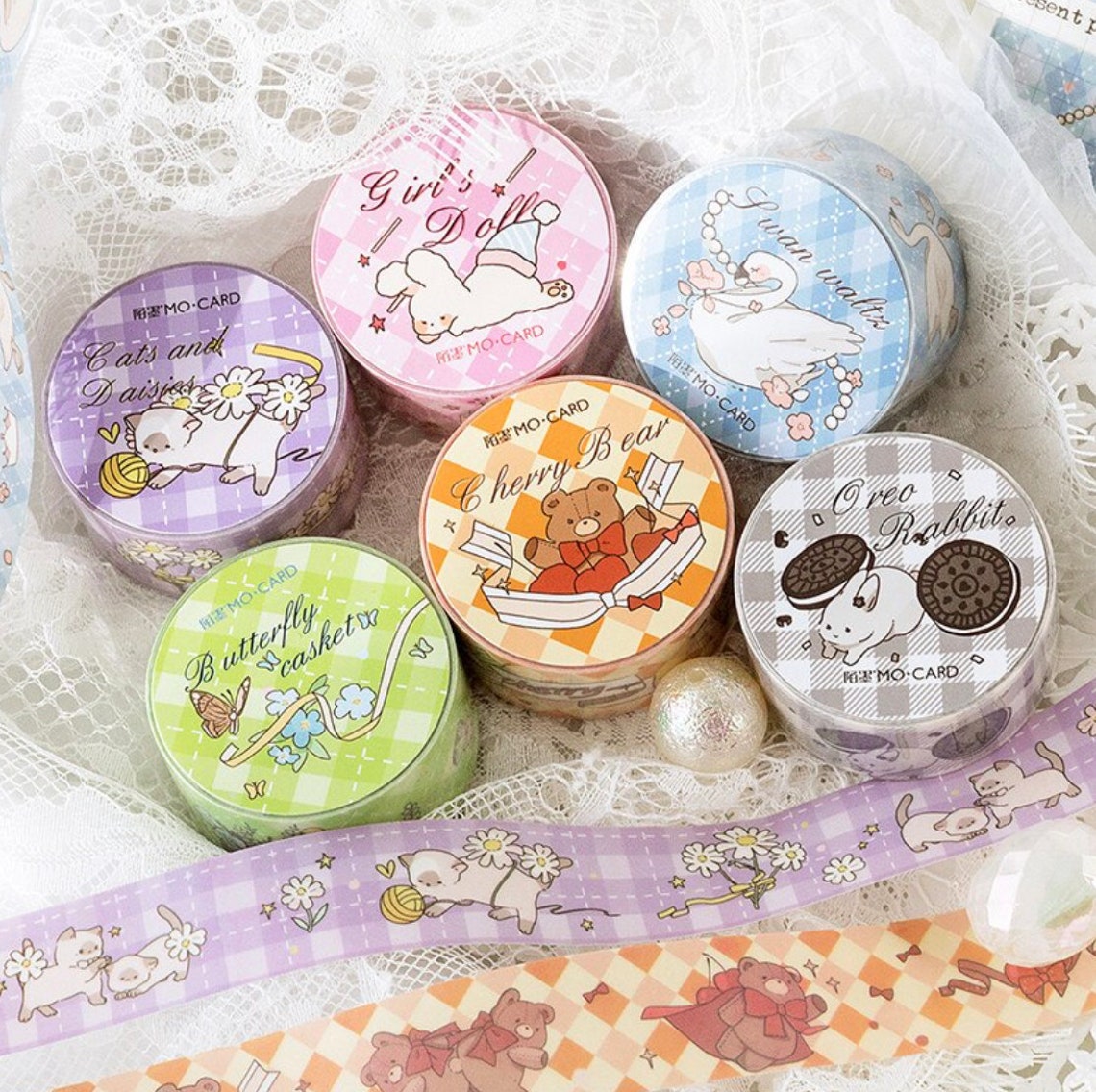 Pastel garden washitape Garden life tape kawaii teddy bear | Etsy