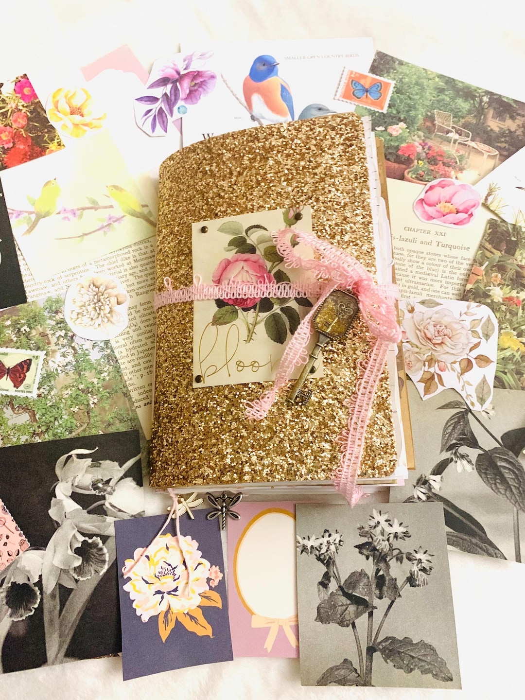 Gold Glitter Junk Journal, Holiday Junk Journal, Large Junk Journal ...