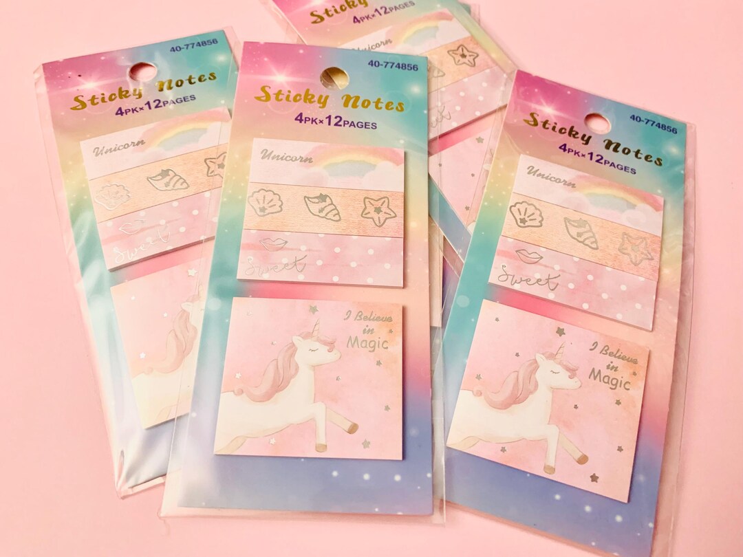 Unicorn Sticky Note Folder, Starry Sticky Notes, Kawaii Sticky Notes ...