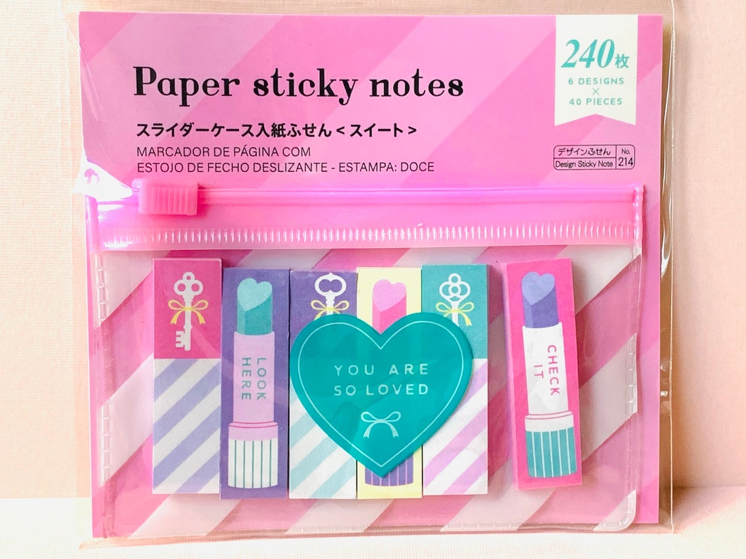 Girly Sticky Notes, Paper Sticky Notes in Slider Case, Sweet Sticky ...