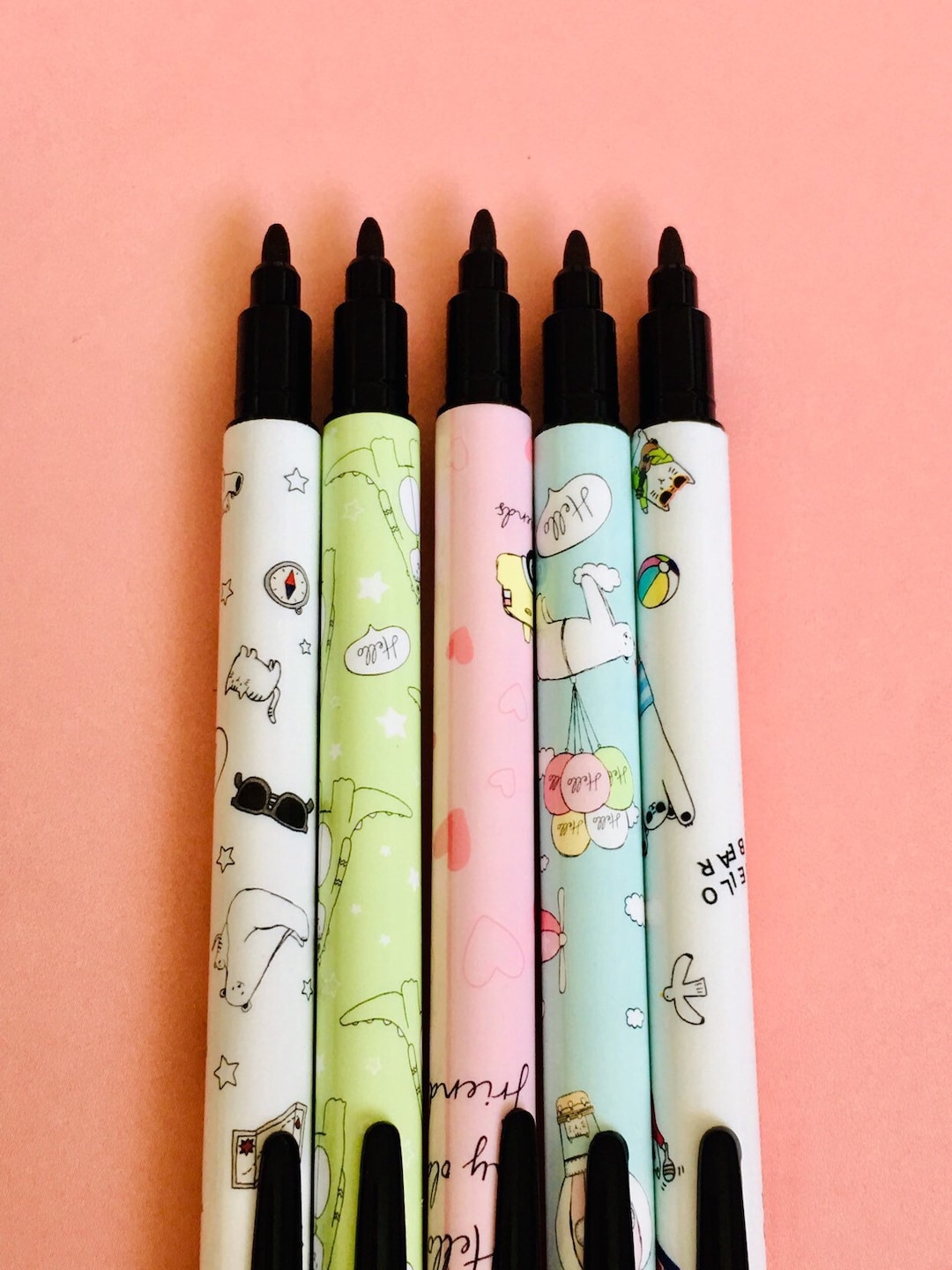 2 Random Bear Black Markers, Bullet Journal Supplies, Cute Markers ...