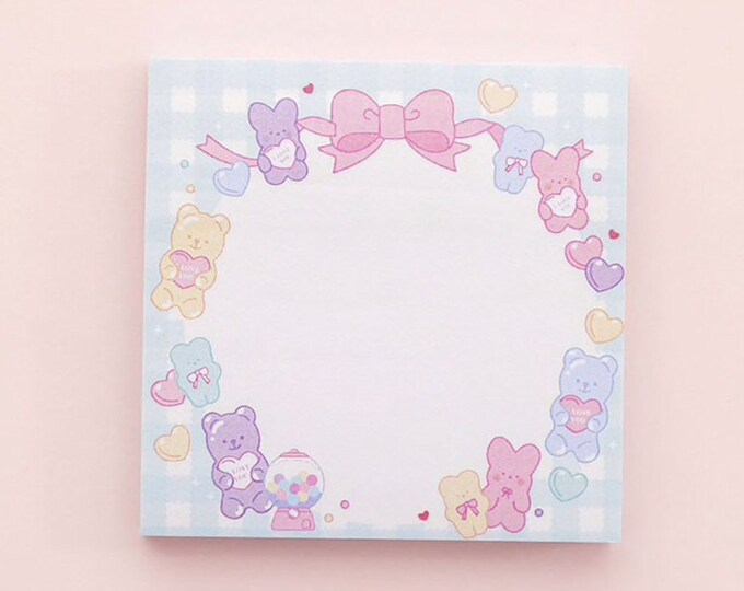 Kawaii Candy Sticky Notes, Pastel Memo Notes, Pastel Gummy Bear Sticky ...