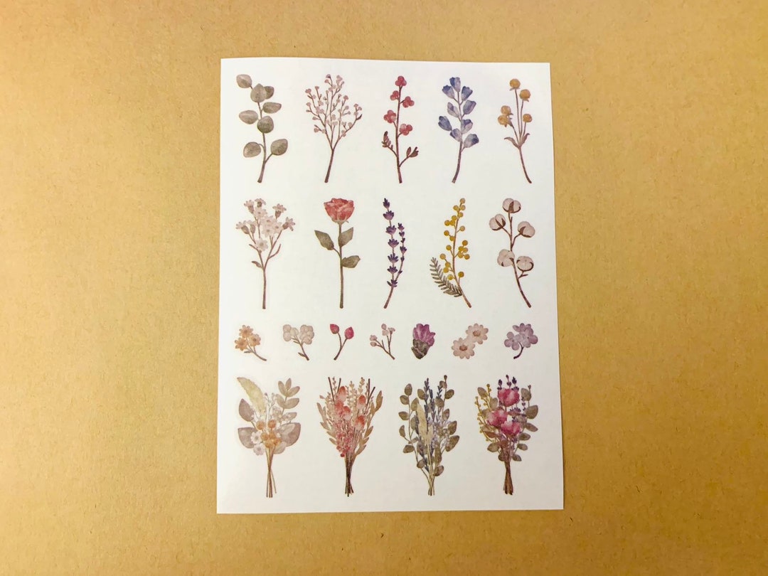 Tiny Flower Sticker Sheet Cute Dainty Flower Film Stickers - Etsy