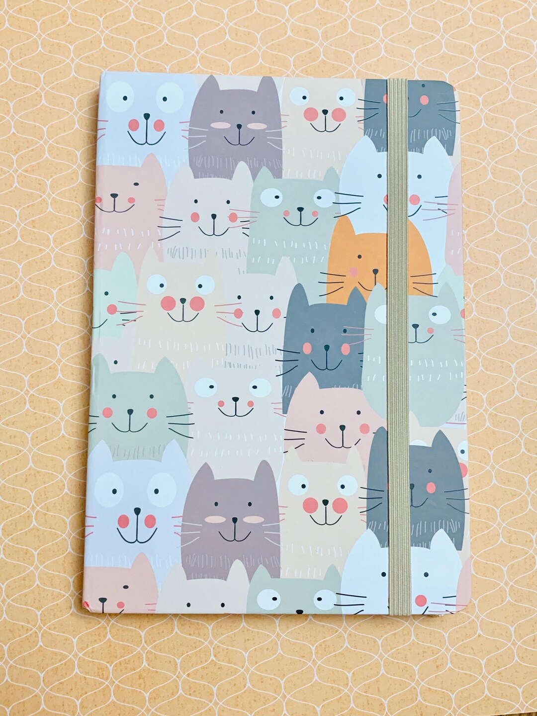 Kawaii Cat Head Journal, Kawaii Cat Notebook, Cat Head Pattern Notebook ...
