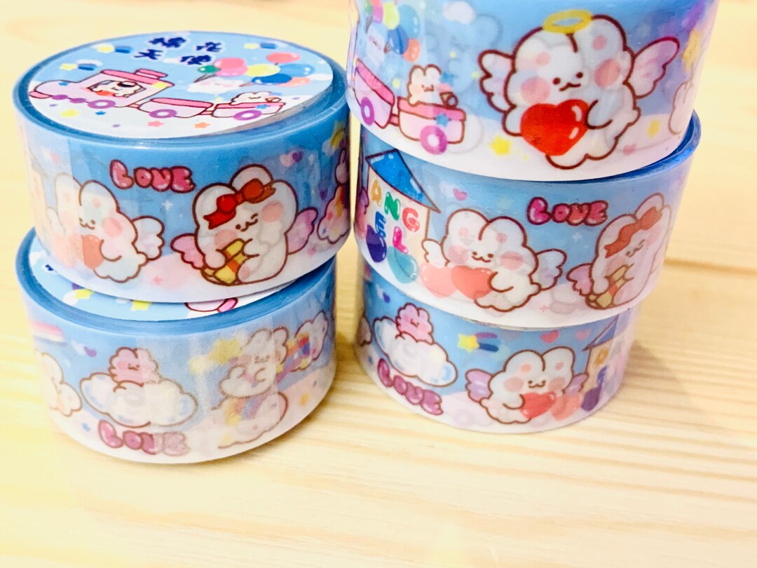 Kawaii Angel Rabbit Washi Tape, Cute Bunny Washitape, Pastel Scrapbook ...