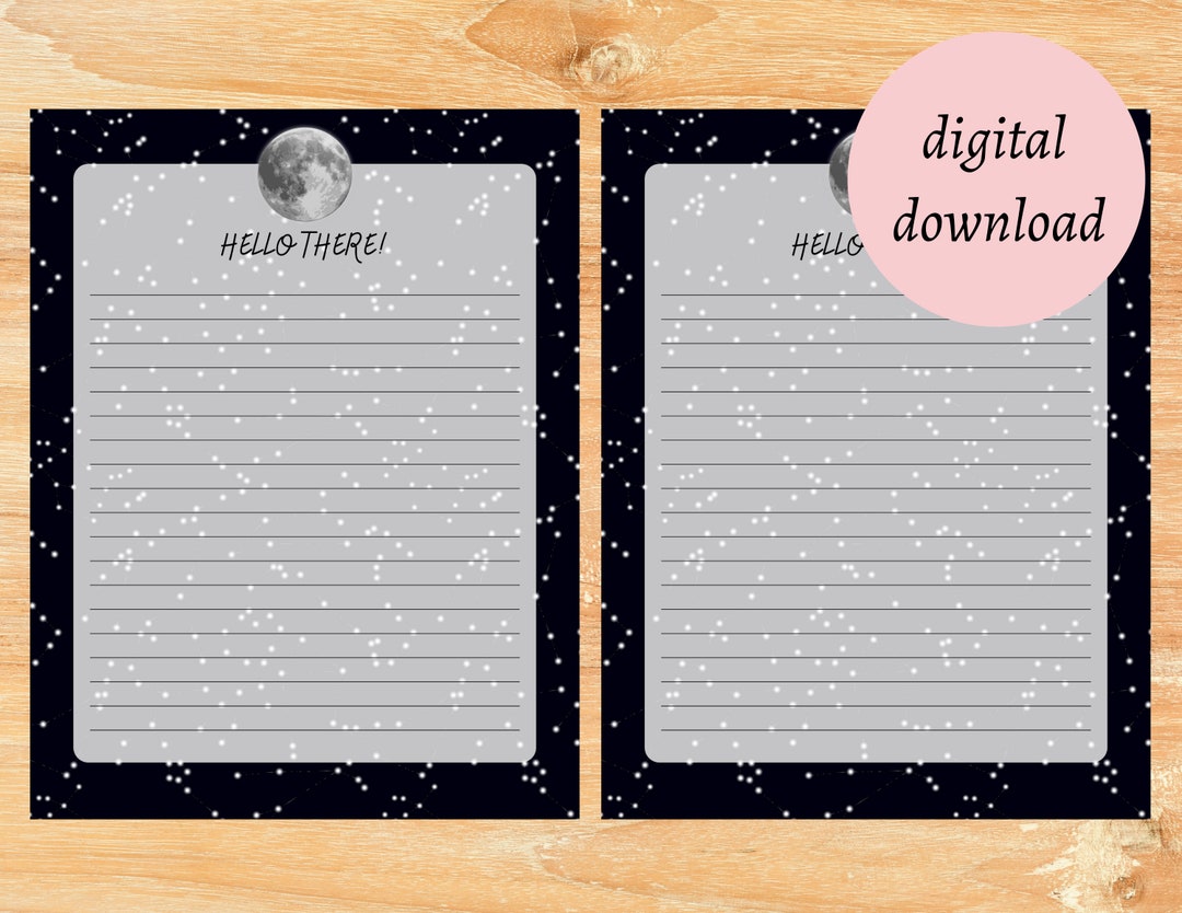 Night Sky Letter Set, Printable Stationery, Space Letter Set, Pen Pal ...