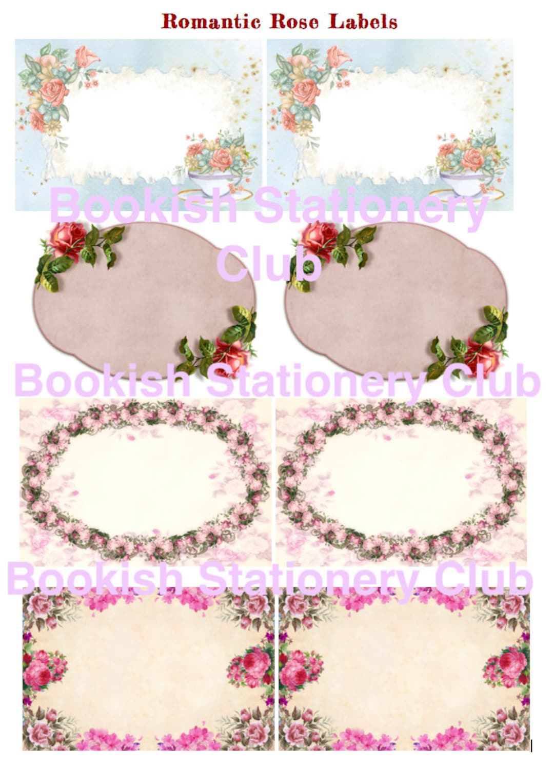 DIGITAL Rose Labels, DIGITAL Label Printable, Rose Label Sticker ...