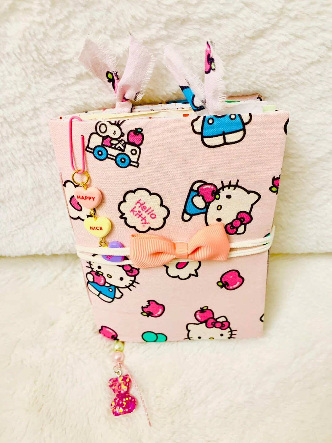 Pastel Kitty Journal, Kawaii Cat Journal, Fabric Junk Journal, Small ...