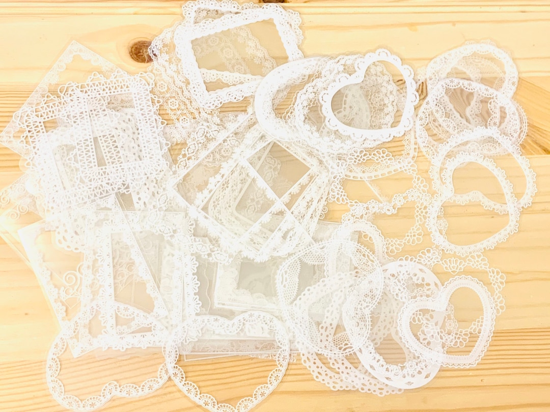 Set of 12 Unique Lace Stickers, Gorgeous White Lace Stickers ...