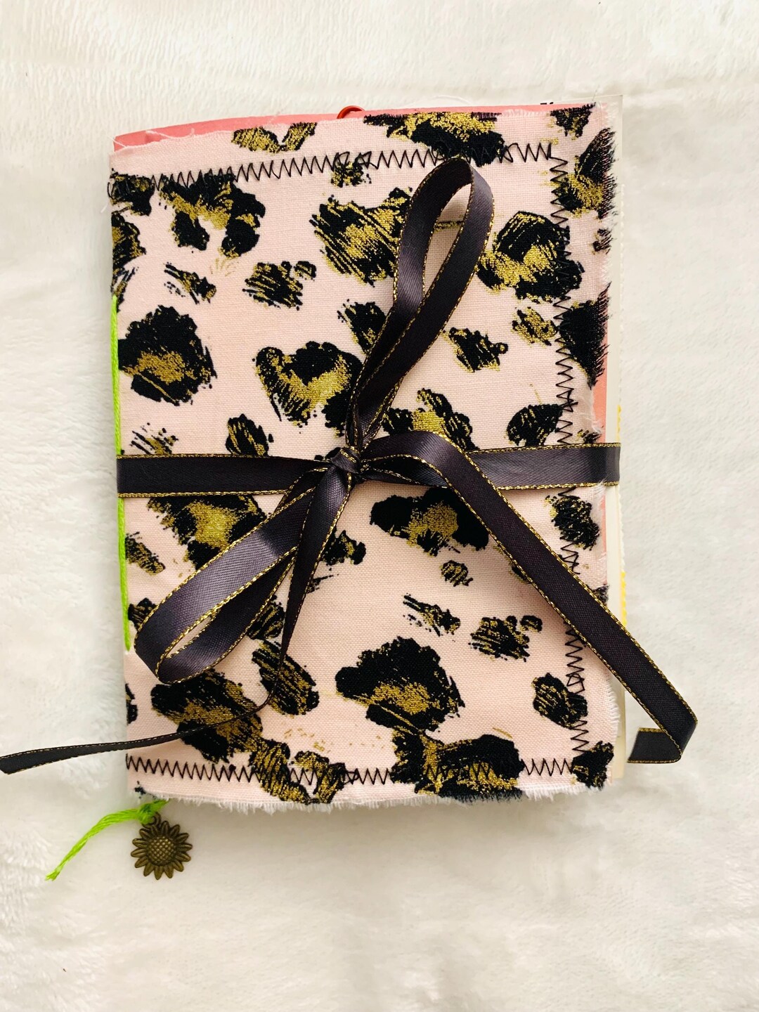 Pink Cheetah Fabric Junk Journal, Cheetah Journal, Eclectic Artistic ...