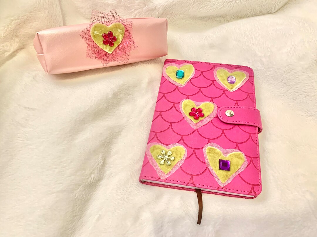 Hot Pink and Lime Green Journaling Set, Velvet Hearts Journal Set ...