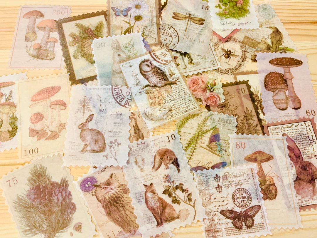 A Lot of 20 Nature Stickers, Forest Critter Stickers, Mushroom Stamp ...