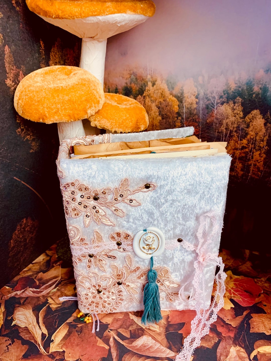 Vintage Heirloom Junk Journal, White Velvet Journal, Antique Journal ...