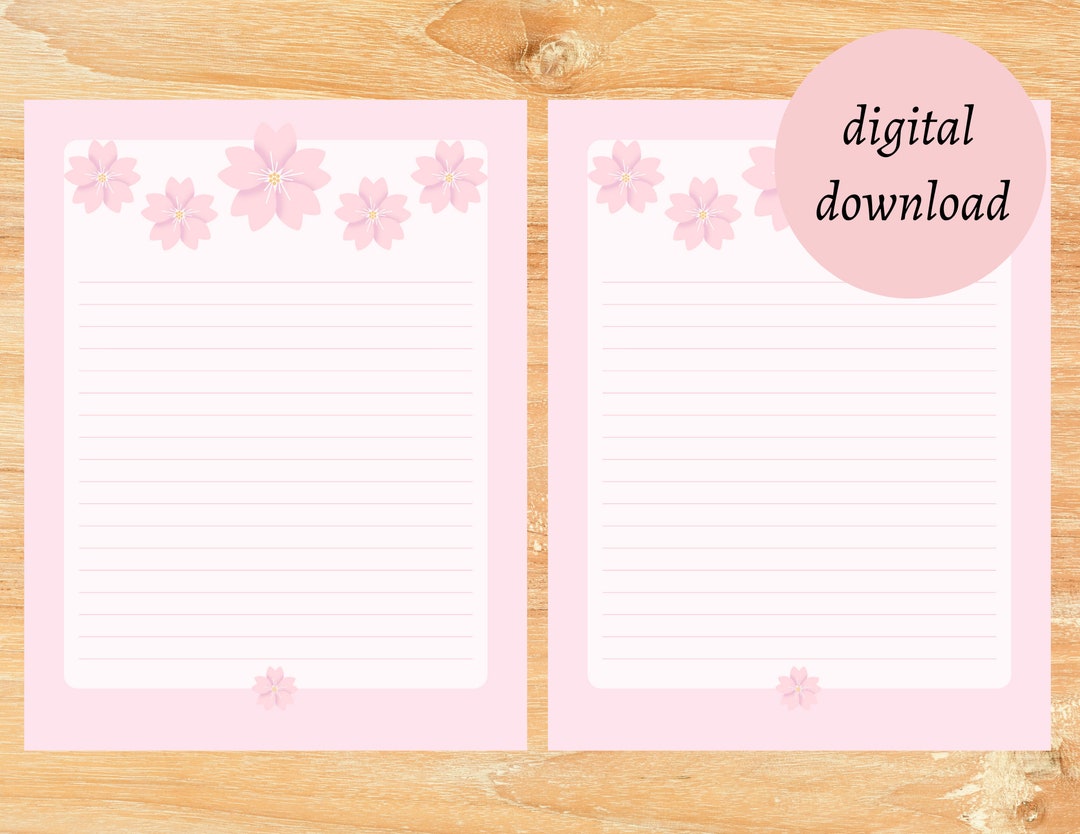 Sakura Blossom Stationery, Kawaii Letter Set (digital Download ...