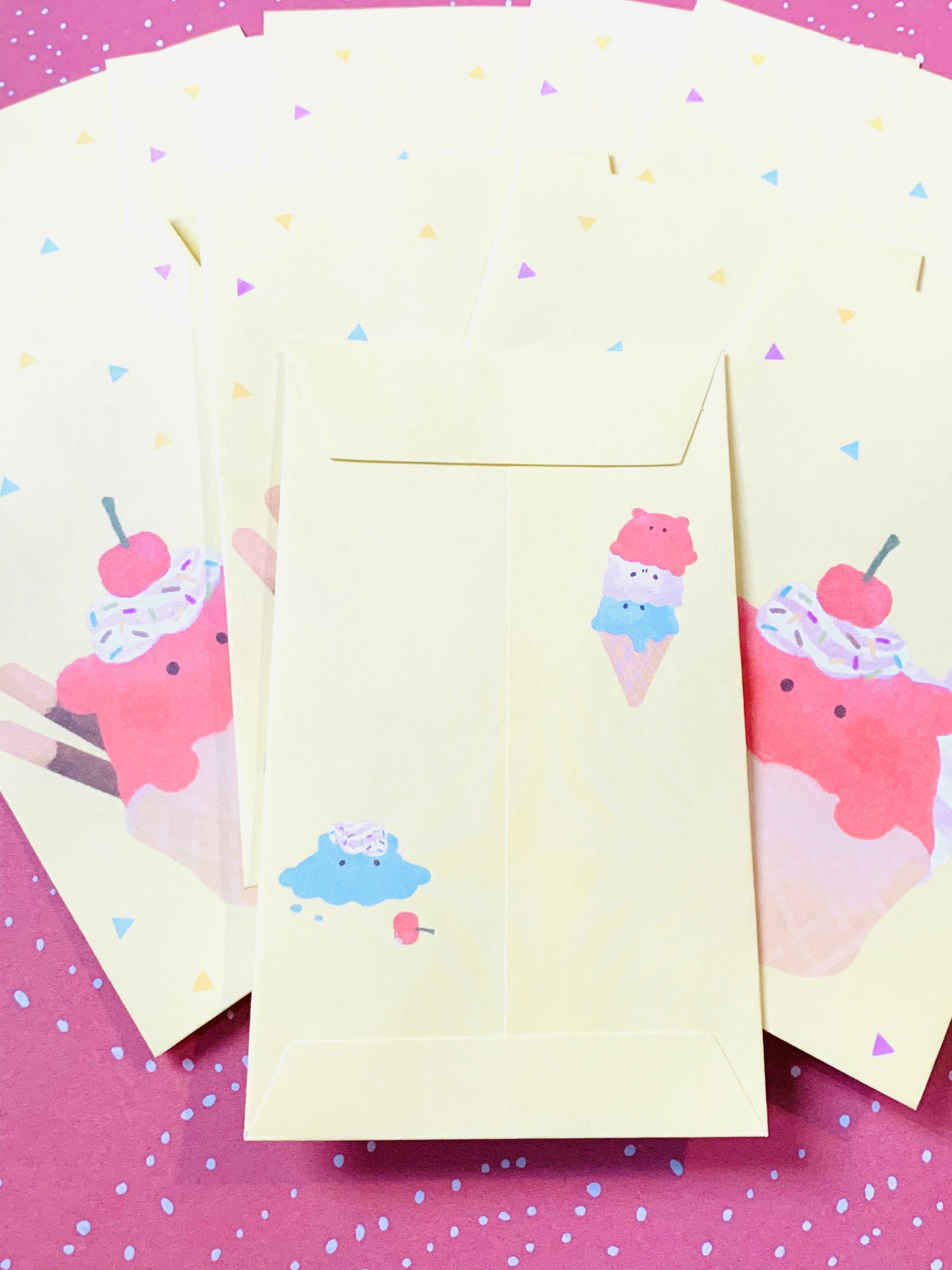 Ice cream envelopes summer envelopes dessert envelopes | Etsy