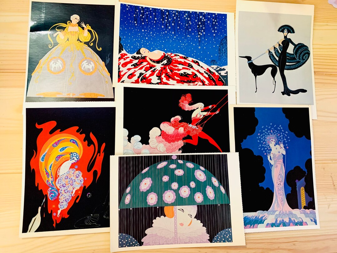 Fashion Postcards Set of 3, Erte Postcards, Vintage Style Postcards ...