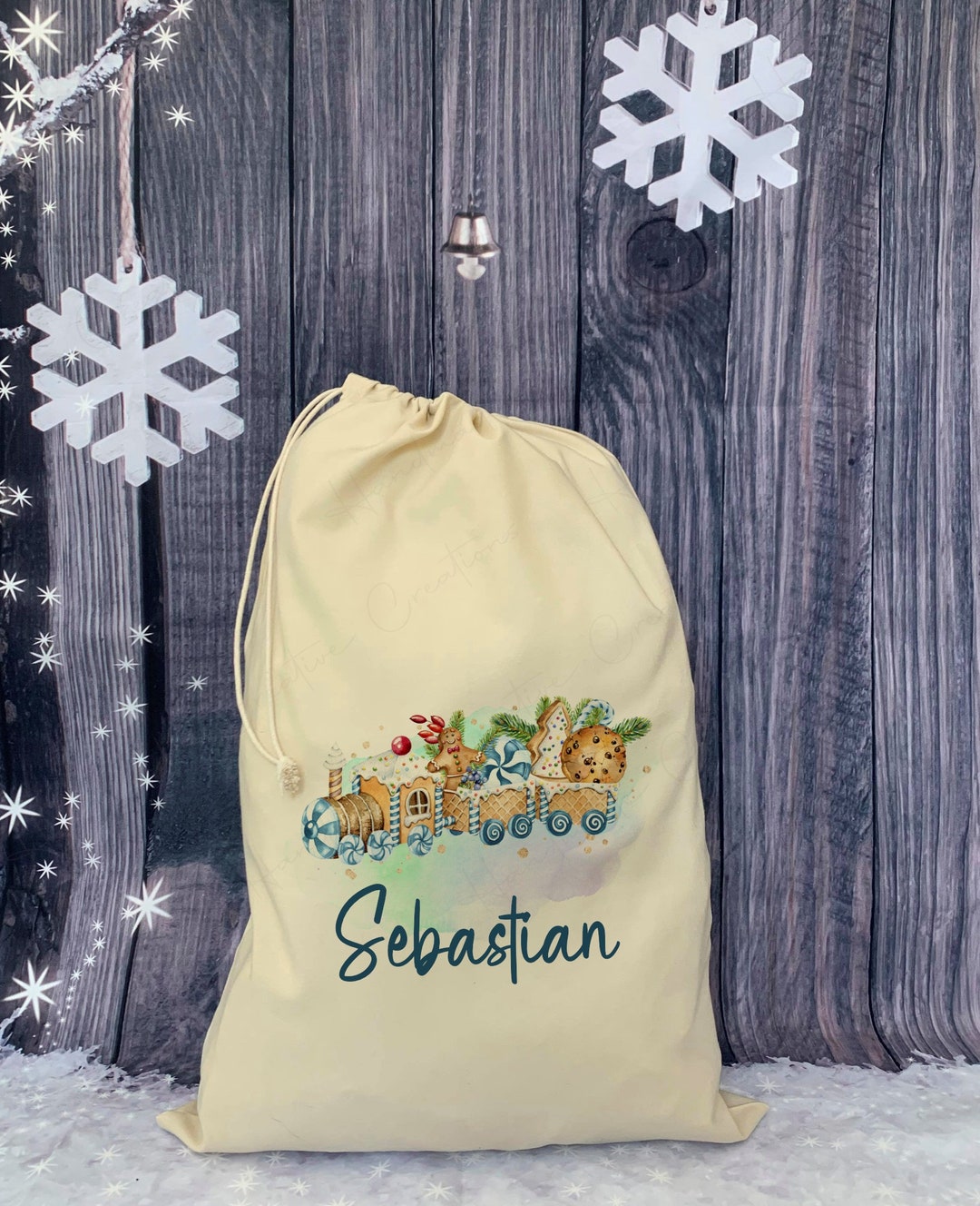 Candy Train Personalised Santa Sack Christmas Eve Gift Sack - Etsy UK