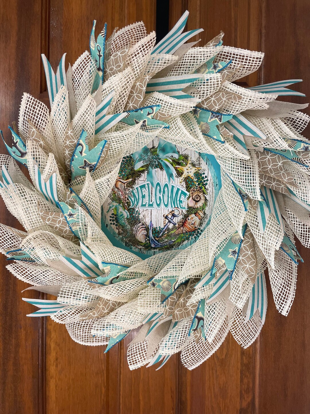 Welcome Beach Wreath, Seashell Welcome Wreath, Beach Wreath, Welcome ...