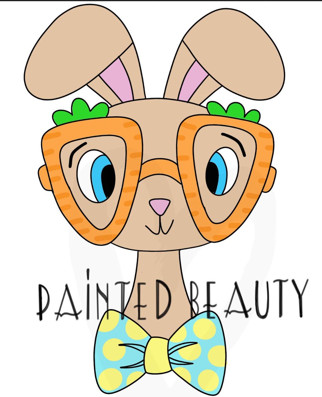 Easter Bunny With Bowtie Digital Template - Etsy