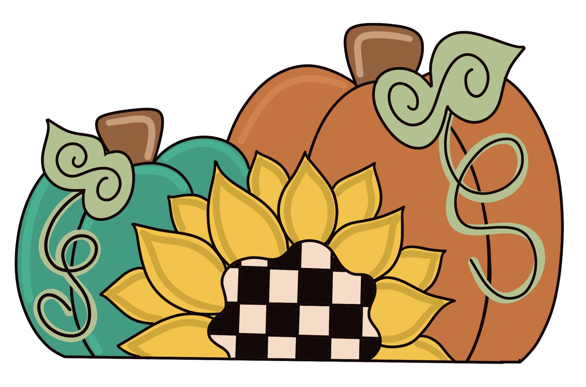 Fall Sunflower Pumpkin Digital Template - Etsy