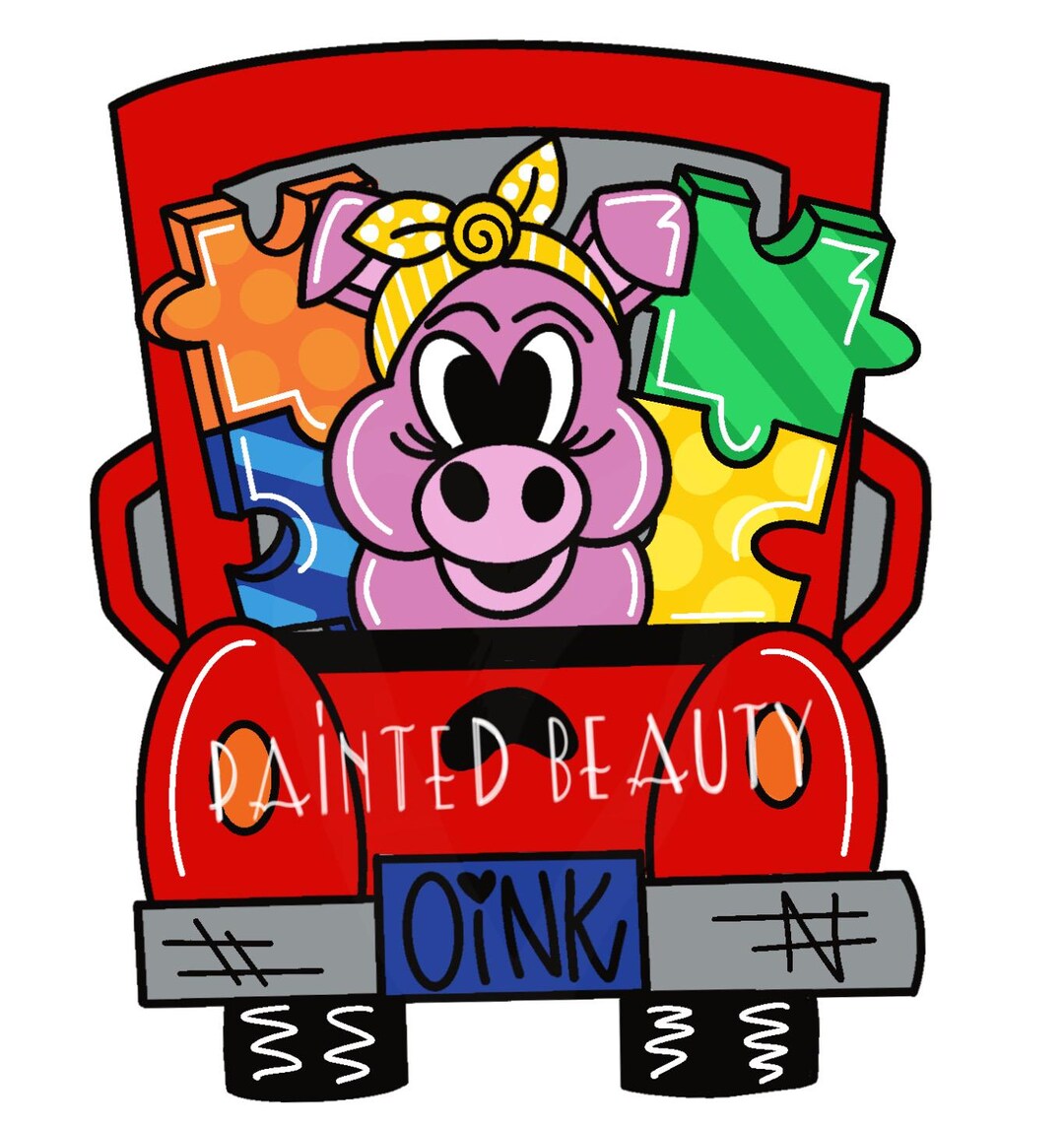 Autism Speaks Pig Truck Digital Template - Etsy