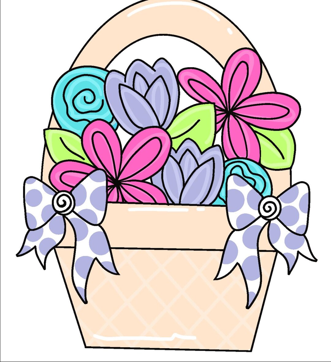 Spring Flower Basket Digital Template - Etsy