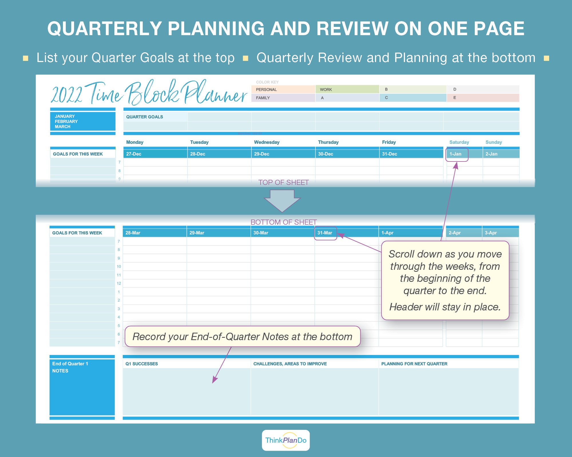 2022-23 Excel Time Block Plannerplus December 2021hourly Time ...