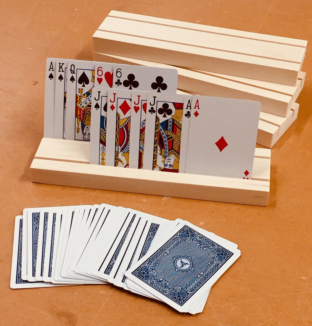 Set of 4 Hand Made Wooden Playing Card Holders Made From Select Aspen ...