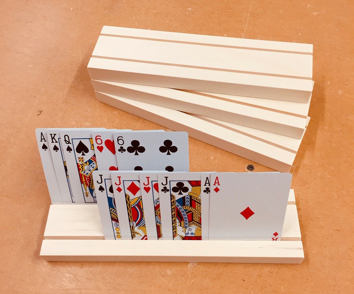 Set of 4 Hand Made Wooden Playing Card Holders Made From Select Aspen ...