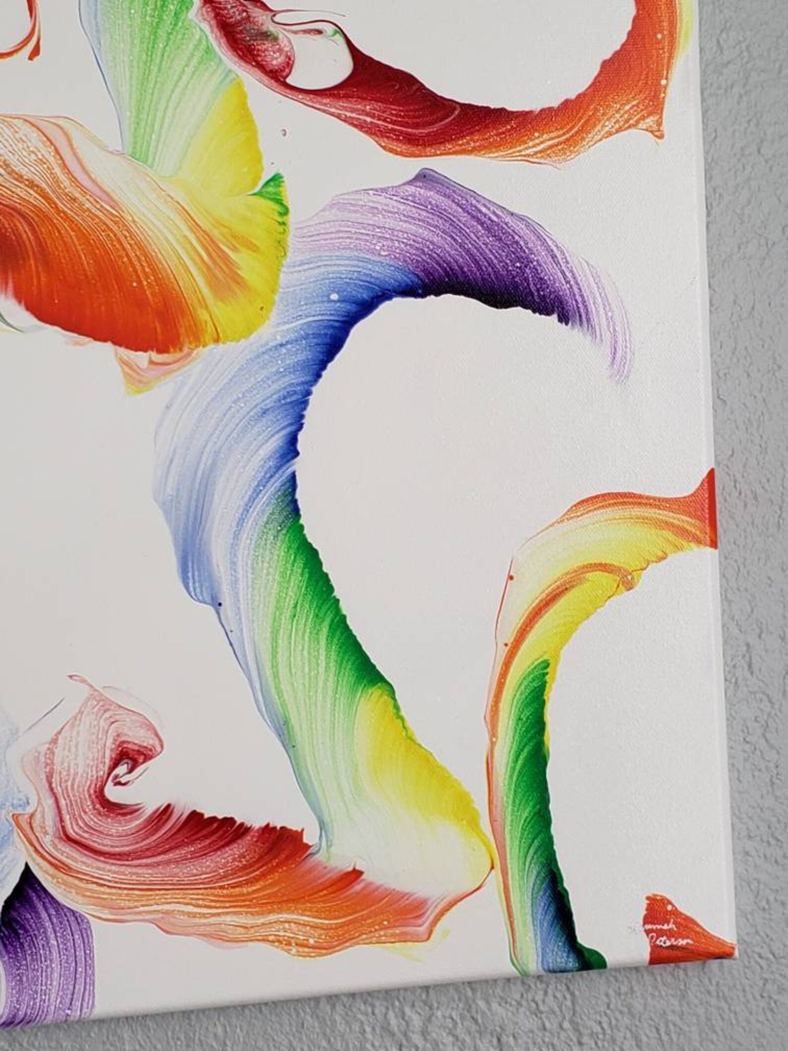 18x24 Abstract acrylic rainbow painting | Etsy