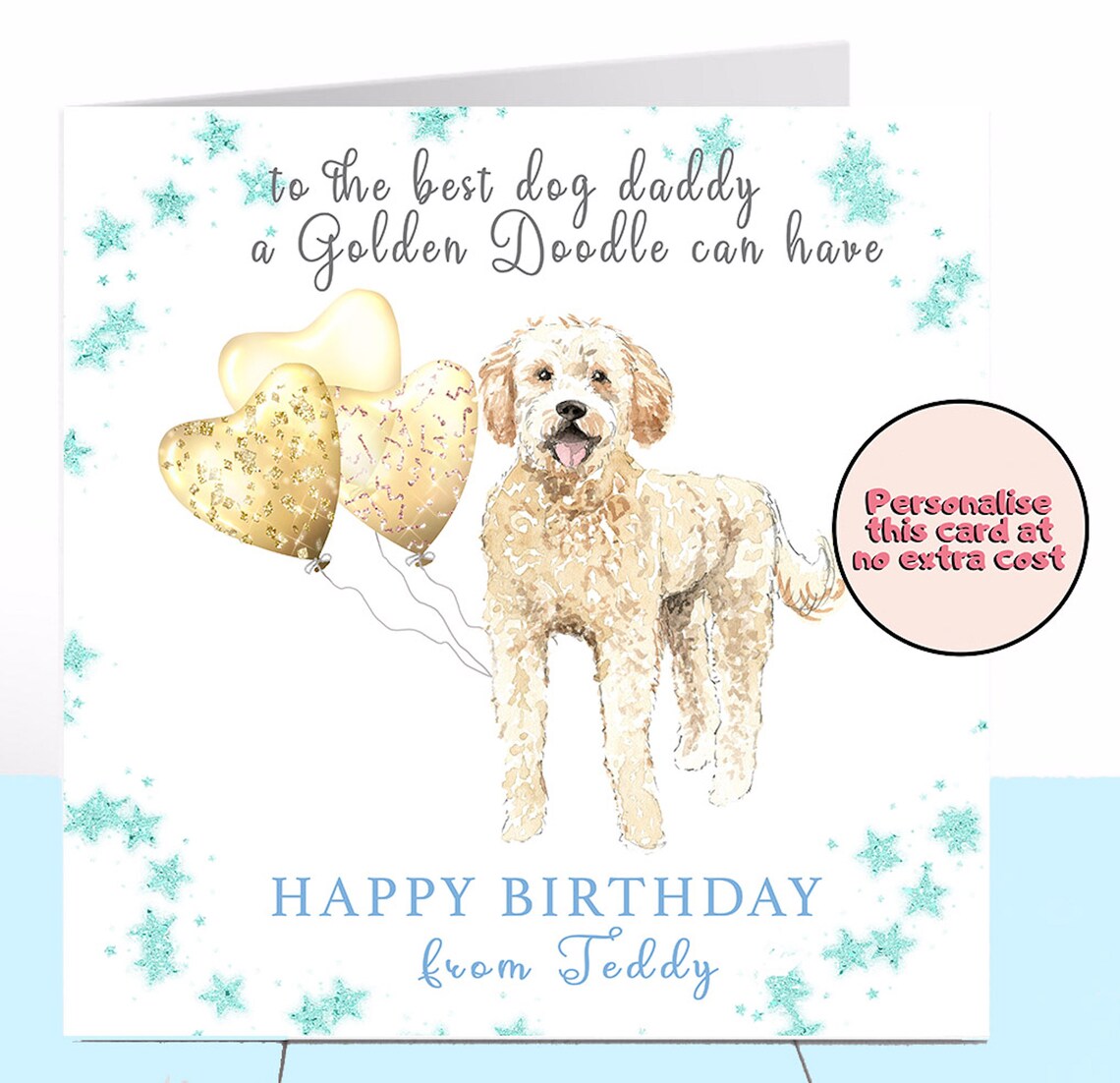 Golden Doodle Dog Daddy Birthday Card, Golden Doodle, Dog Birthday Card ...