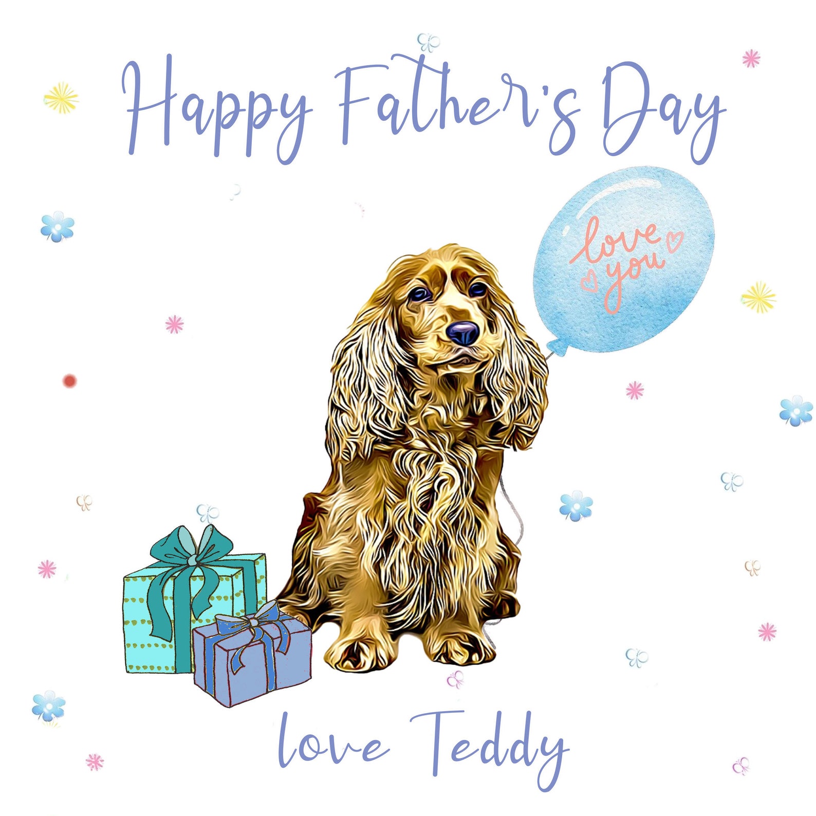 Spaniel Dog Daddy Father's Day Card, Spaniel, Springer, Cocker, Dog ...