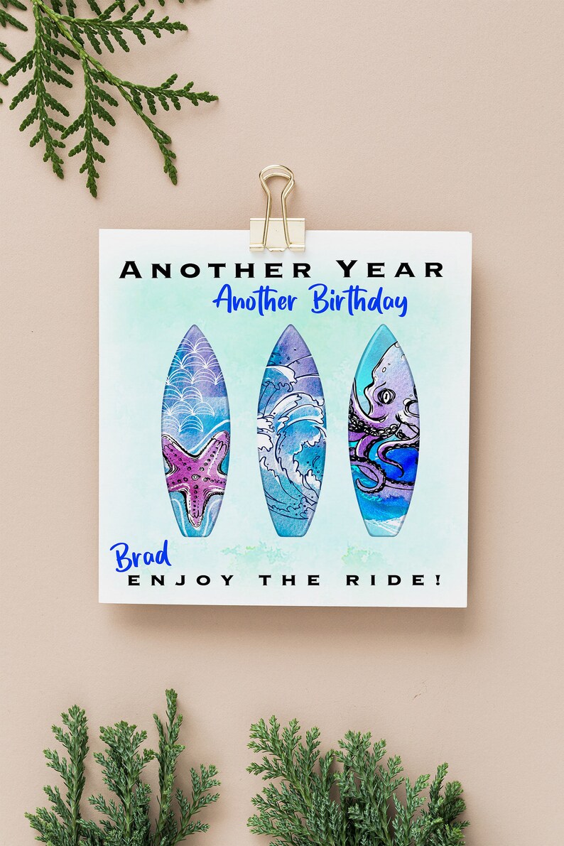 Surfing Birthday Card Surfer Surfs Up Dad Birthday Card - Etsy
