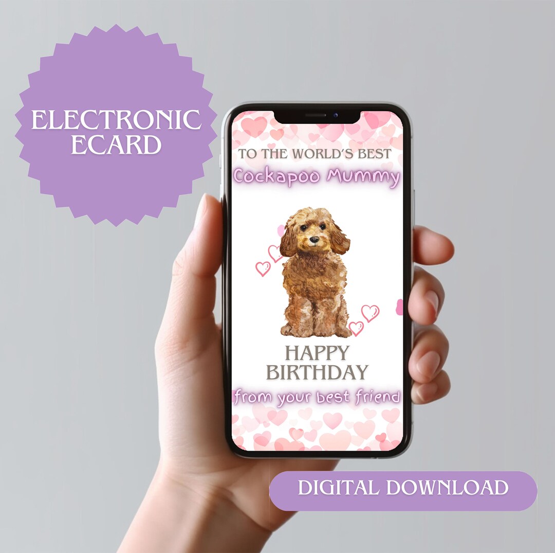 Cockapoo Birthday Card, DIGITAL Birthday Ecard, Cockapoo Mum, Mummy ...