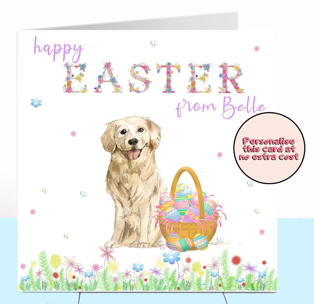 Golden Retriever Easter Card, Golden Retriever, Dog Easter Card ...