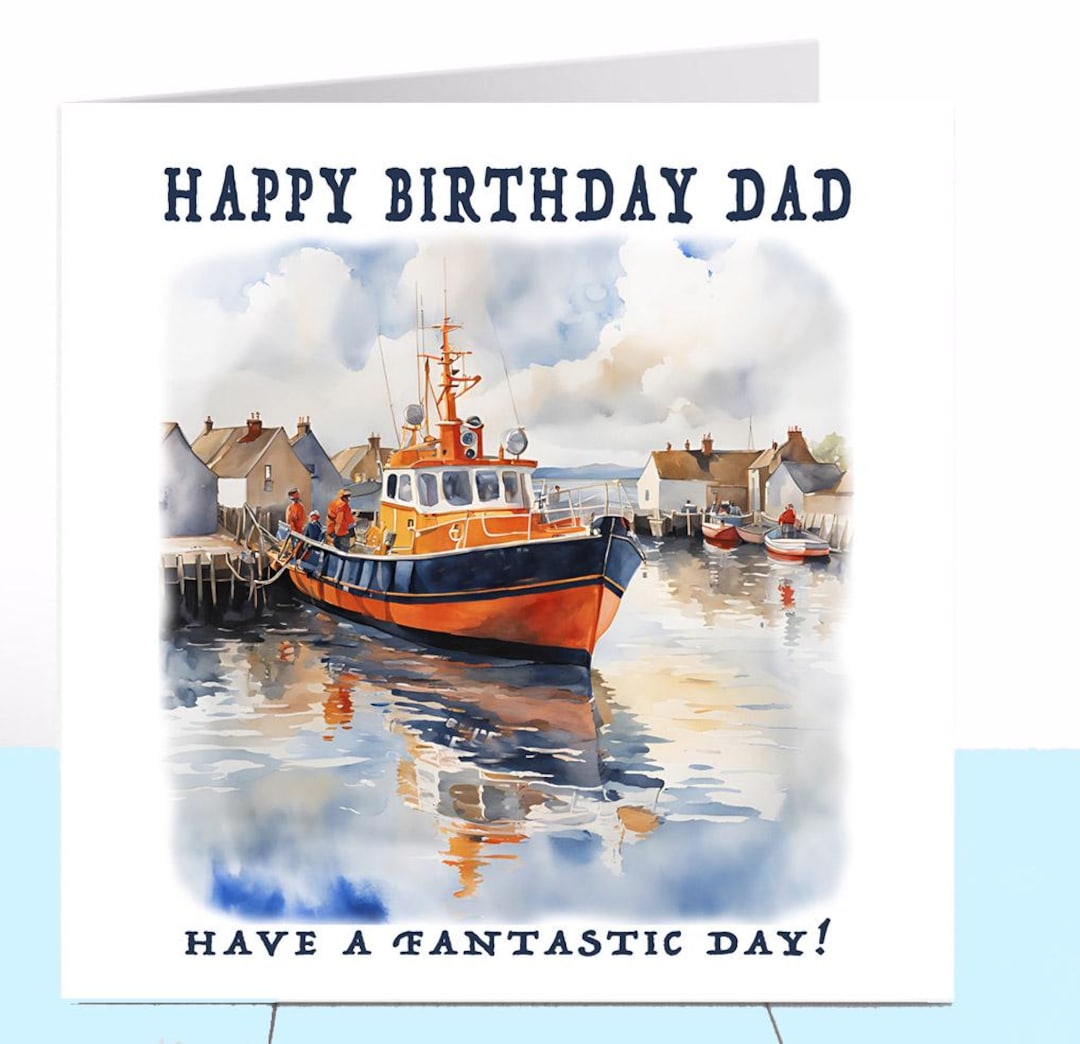 Sailor Birthday Card, Fishing, Sea, Boat, Birthday Card for Him, Dad ...