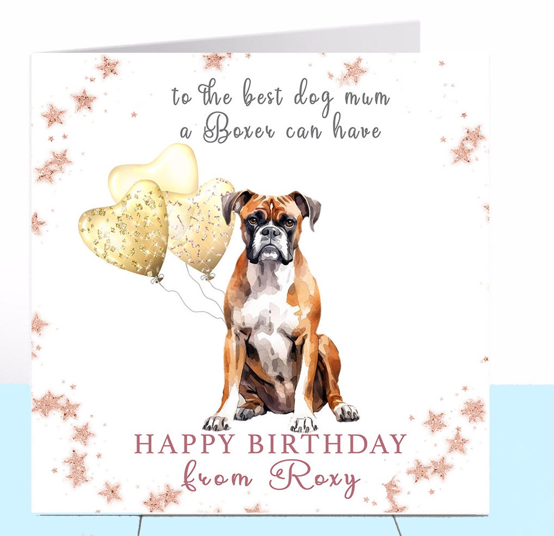 Boxer Dog Mummy Birthday Card, Boxer, Dog Birthday Card, Personalised ...