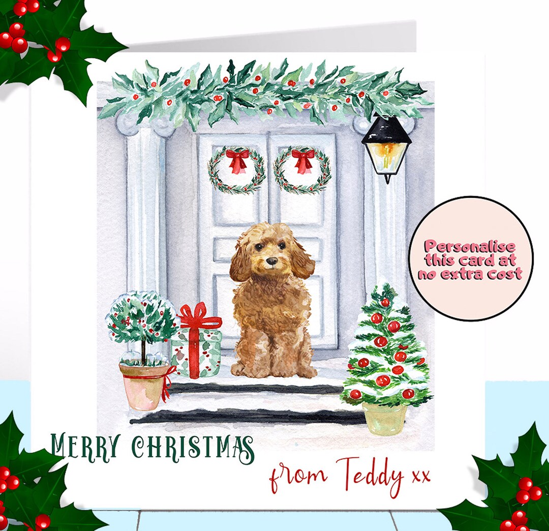 5 Cockapoo Christmas Cards, Cockapoo, Dog Christmas Card, Personalised ...