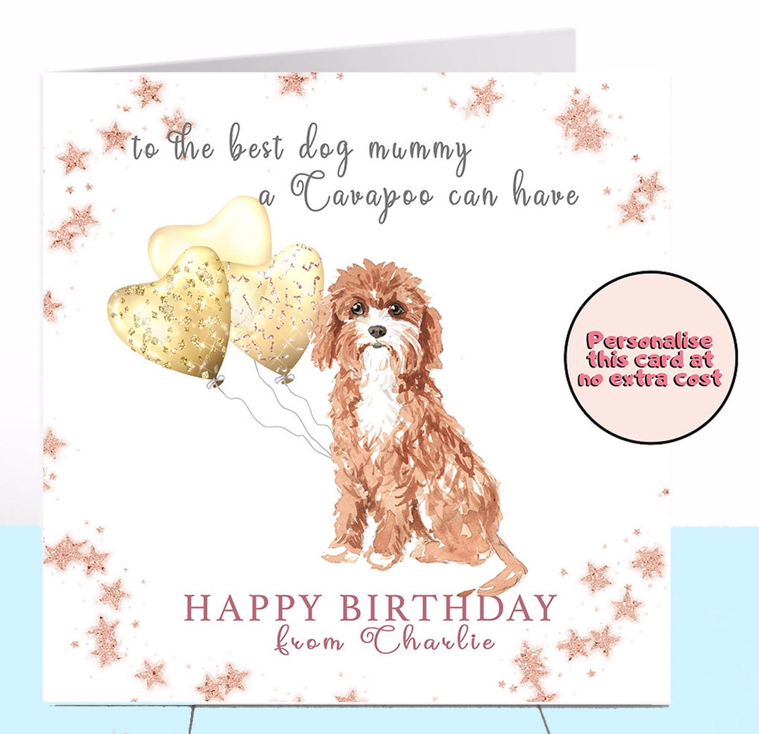 Cavapoo Dog Mummy Birthday Card, Cavapoo, Dog Birthday Card ...