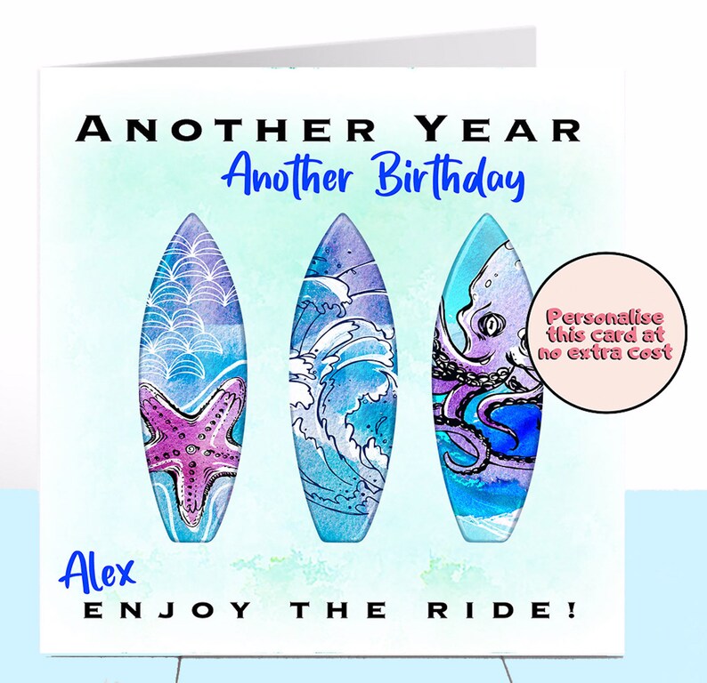 Surfing Birthday Card Surfer Surfs Up Dad Birthday Card - Etsy