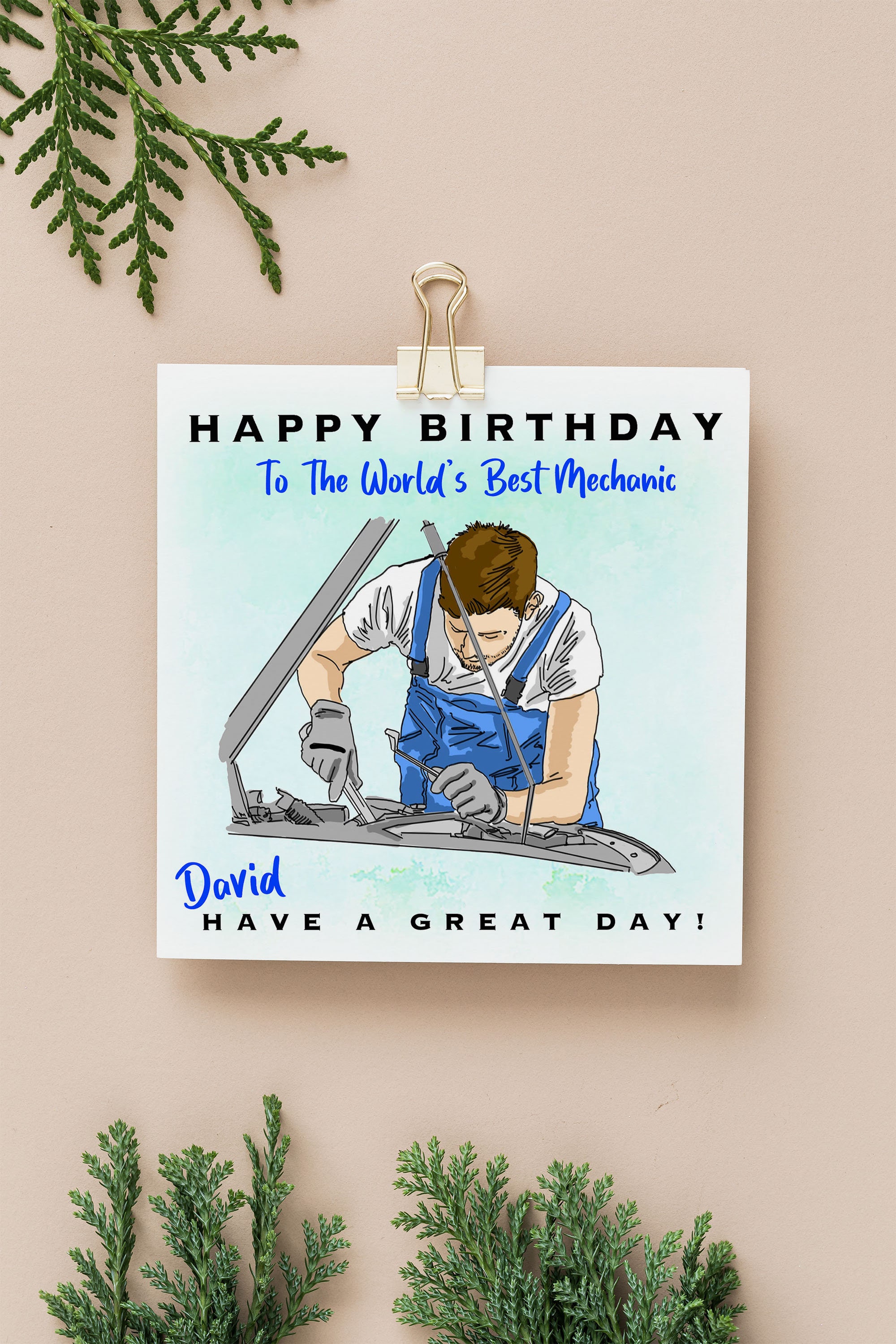 Mechanic Birthday Card, Car Mechanic Card, Dad Card, Husband Card, Son ...