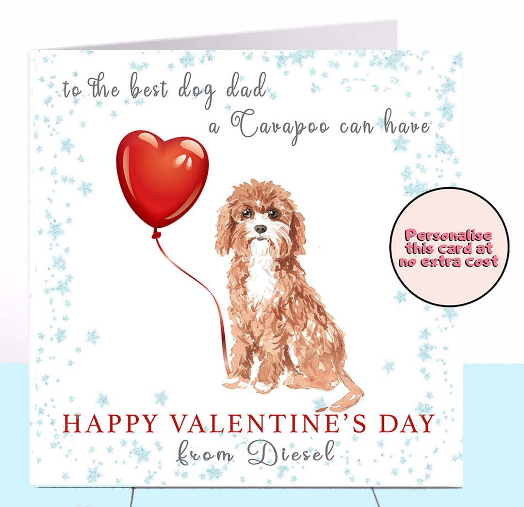 Cavapoo Dog Daddy Valentines Day Card, Cavapoo, Dog Valentine Card ...