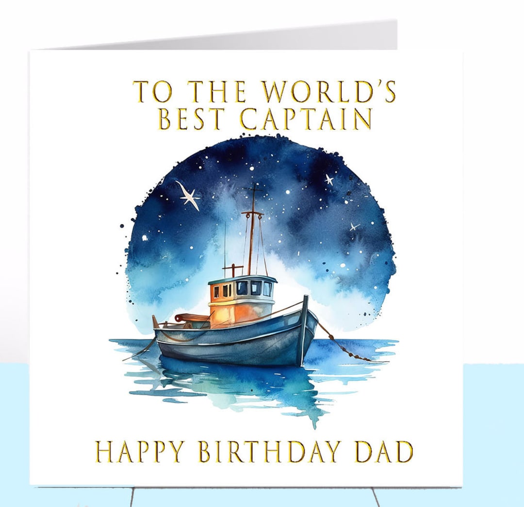 Fisherman Birthday Card, Boat, Ship, Fisherman, Skipper, Captain, Dad ...